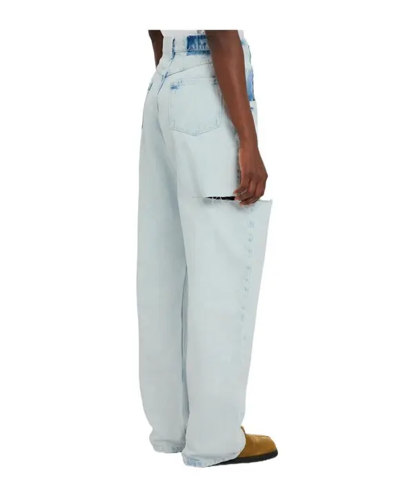 MAISON MARGIELA Cut-out Wide-leg Jeans - White