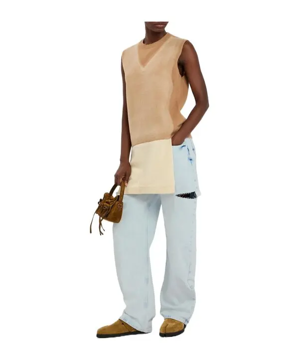 MAISON MARGIELA Cut-out Wide-leg Jeans - White