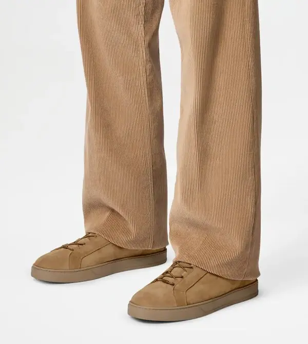 TOD'S Suede Fur Trimmed Lace-up Sneakers