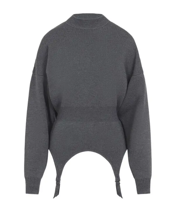 JEAN PAUL GAULTIER Mock Neck Long Sleeve Pullover - Gray