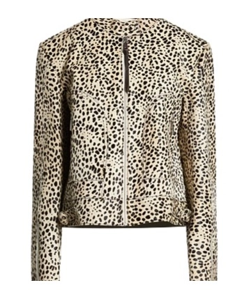 MAXCO. Max&co. Animal Print Calf Hair Biker Jacket