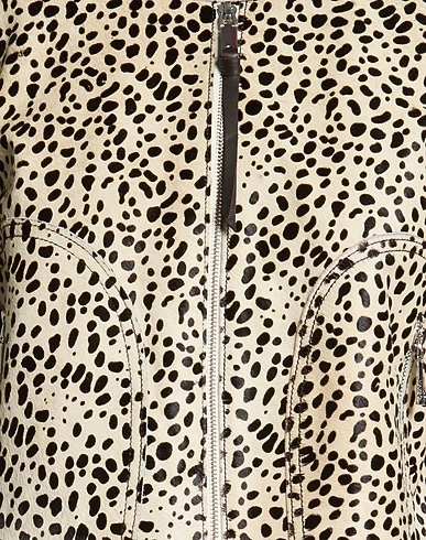 MAXCO. Max&co. Animal Print Calf Hair Biker Jacket