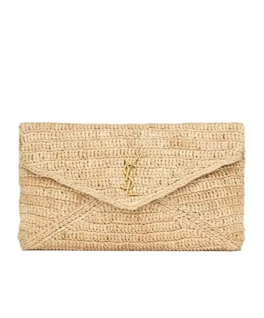 Saint Laurent Cassandre Large Envelope Pouch - Nude