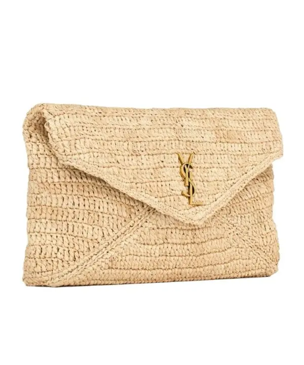 Saint Laurent Cassandre Large Envelope Pouch - Nude
