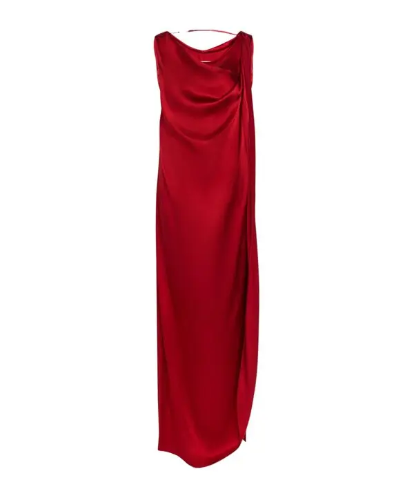 MAISON MARGIELA Draped Satin Maxi Dress - Red