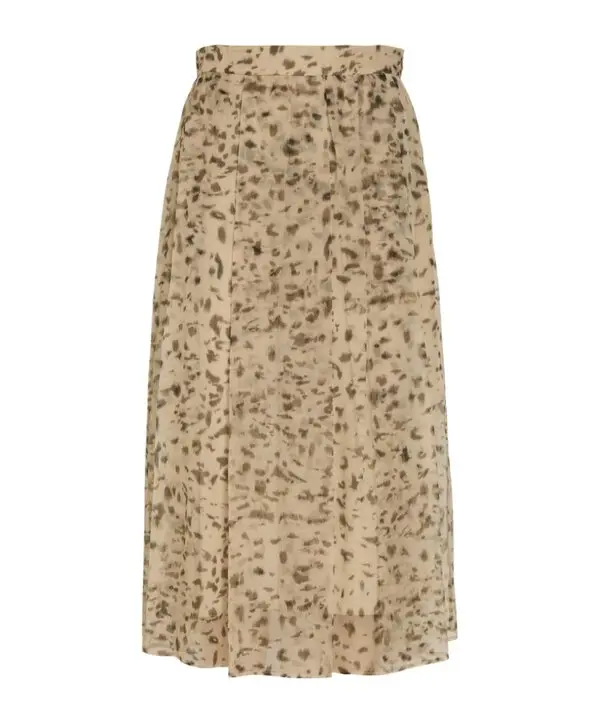 Brunello Cucinelli Lynx-print Silk-organza Midi Skirt - Nude