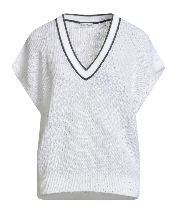 Brunello Cucinelli Solid Color Lightweight Knit Short Sleeve Top