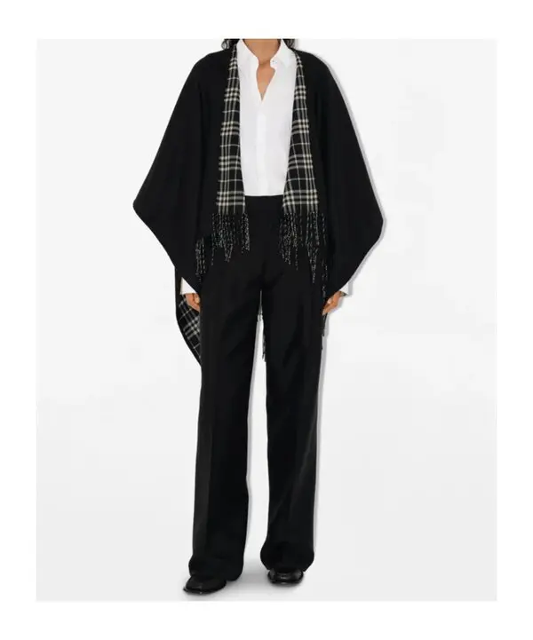 Burberry Reversible Checked Fringed Cape