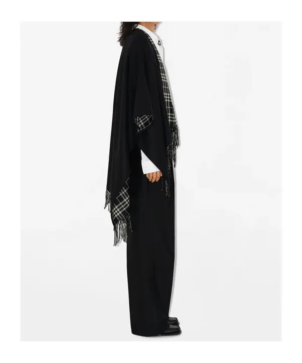 Burberry Reversible Checked Fringed Cape