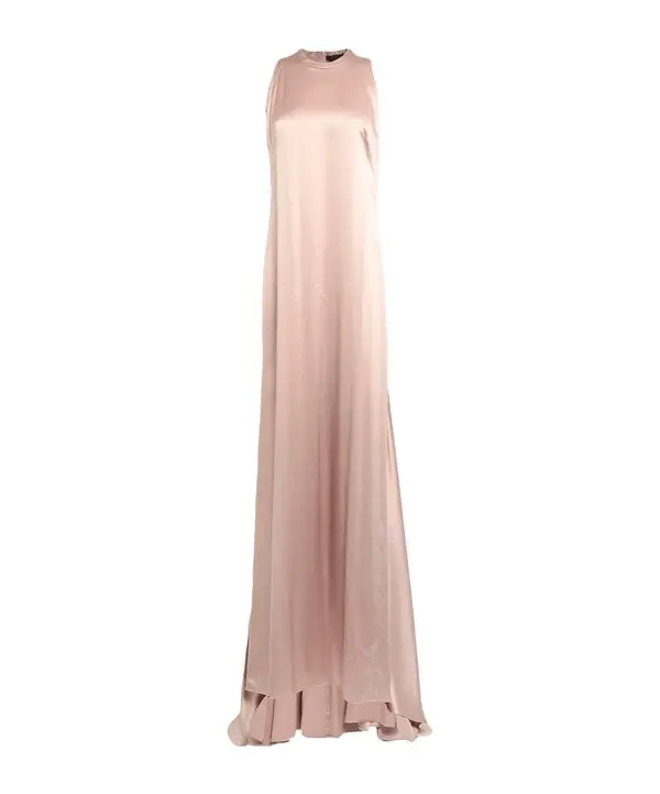 Max Mara Solid-color Satin Sleeveless Long Dress - Nude