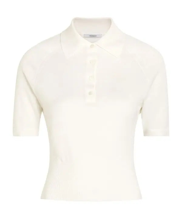Givenchy Logo-embroidered Cotton And Silk-blend Polo Shirt - White