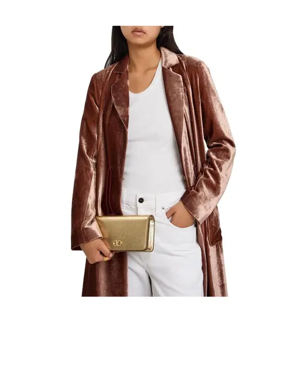 Valentino Garavani Vlogo Metallic Grained Leather Shoulder Bag