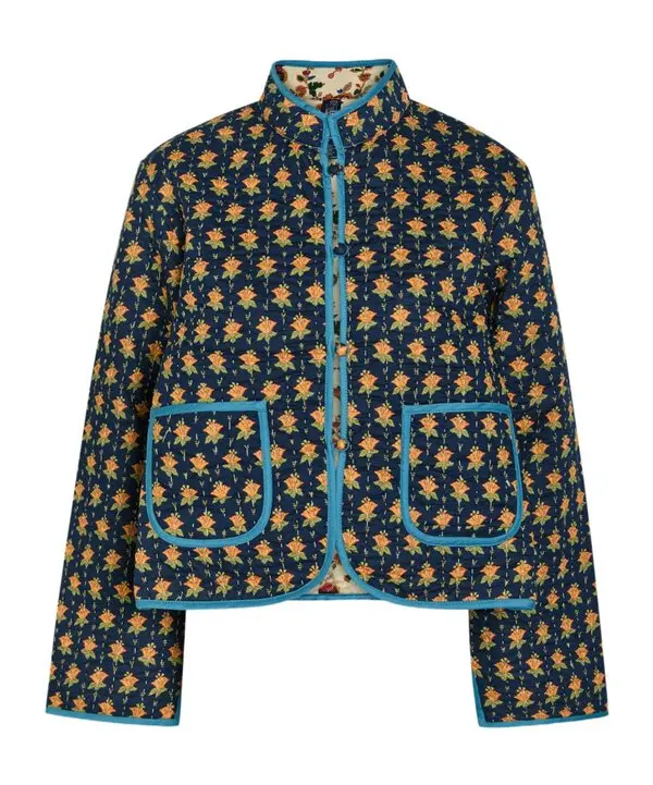 Polo Ralph Lauren Quilted Floral-print Cotton Jacket - Blue