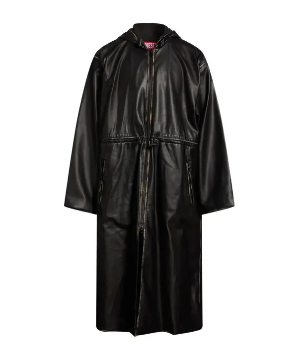 DIESEL® Full-length Hooded Leather Jacket