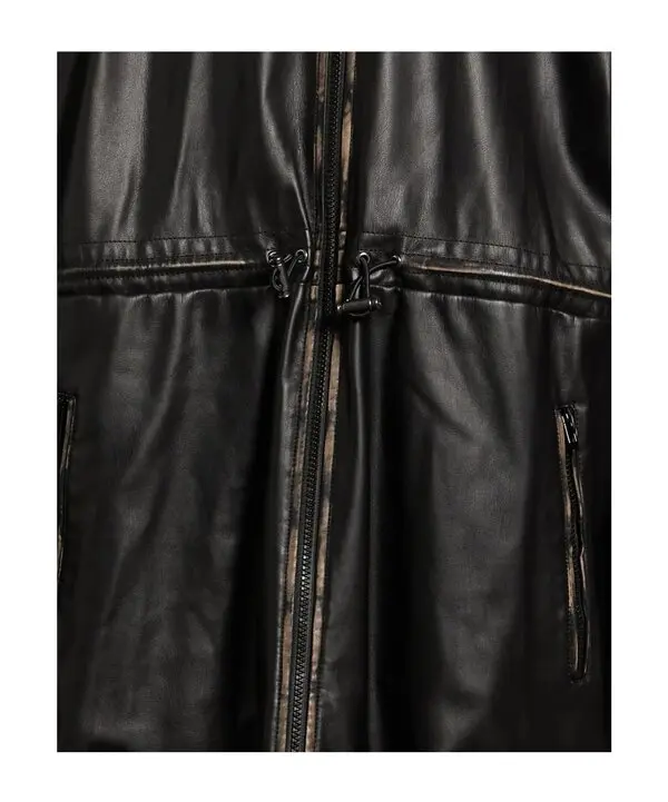 DIESEL® Full-length Hooded Leather Jacket