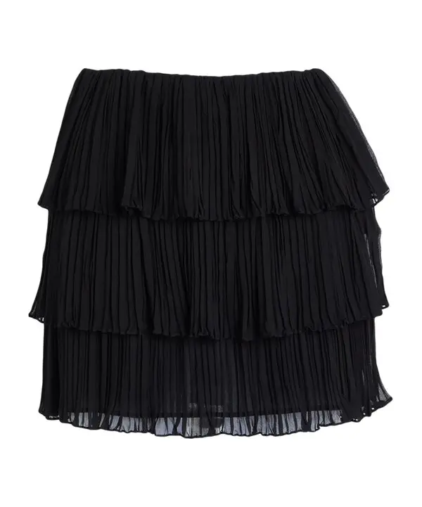 Saint Laurent Tiered Pleated Georgette Mini Skirt
