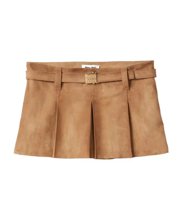Miu Miu Pleated Suede Skirt