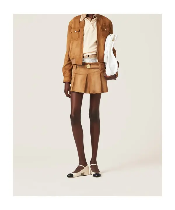 Miu Miu Pleated Suede Skirt