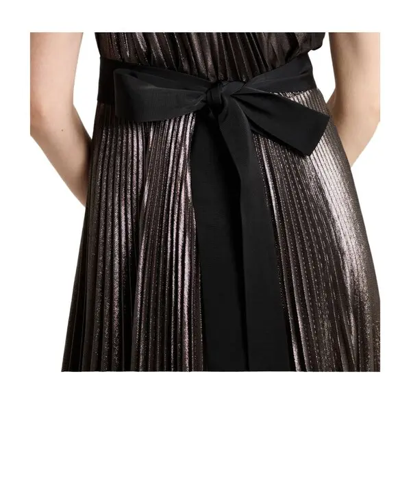Max Mara One-shoulder Metallic Pleated Gown