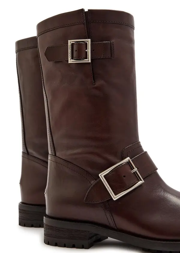 JIMMY CHOO Biker Leather Mid-calf Boots - Black