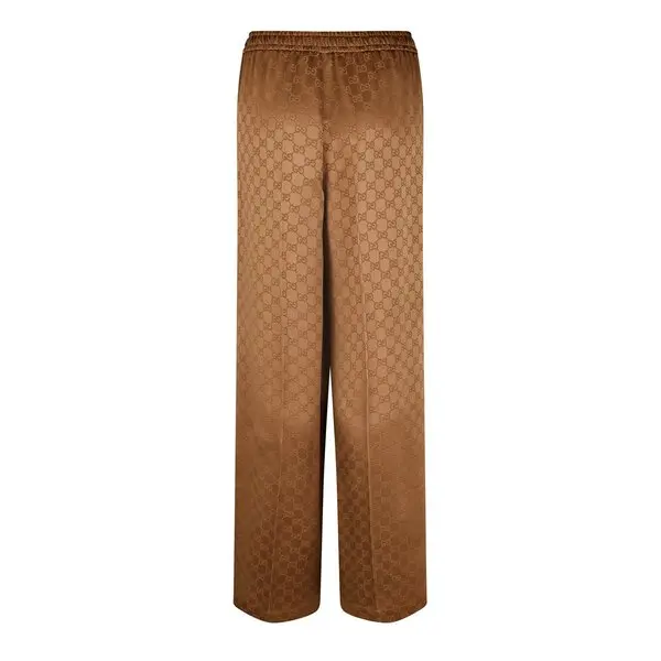 Gucci Gg Jacquard Wide Leg Trousers - Brown