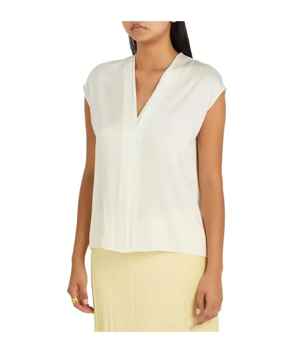 Vince Double-layered V-neck Silk-blend Top