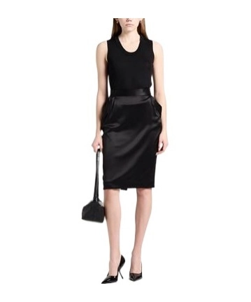 Saint Laurent Solid-color Satin Hip-hugging Skirt