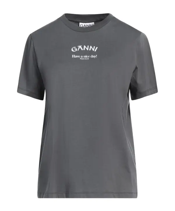 GANNI Printed Short-sleeve T-shirt - Gray