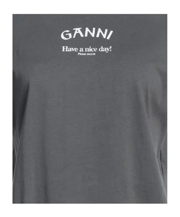 GANNI Printed Short-sleeve T-shirt - Gray