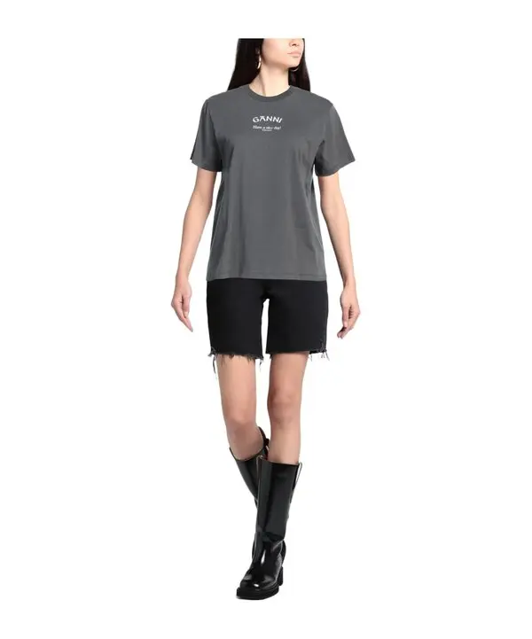 GANNI Printed Short-sleeve T-shirt - Gray