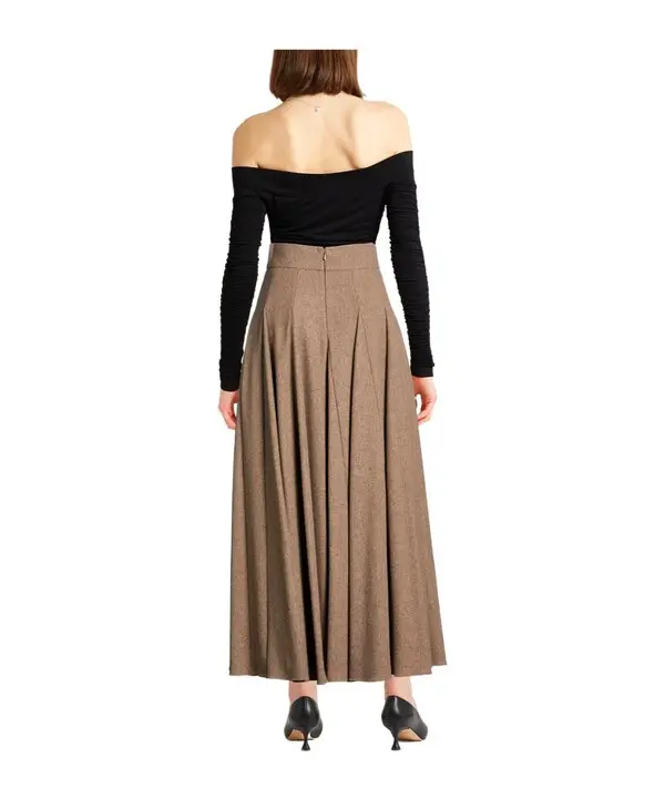 Max Mara Solid-color Flannel Midi Skirt