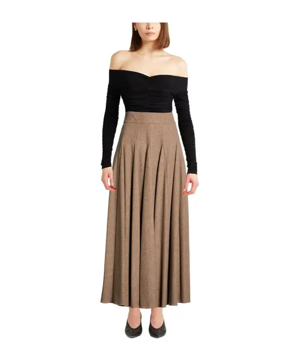 Max Mara Solid-color Flannel Midi Skirt