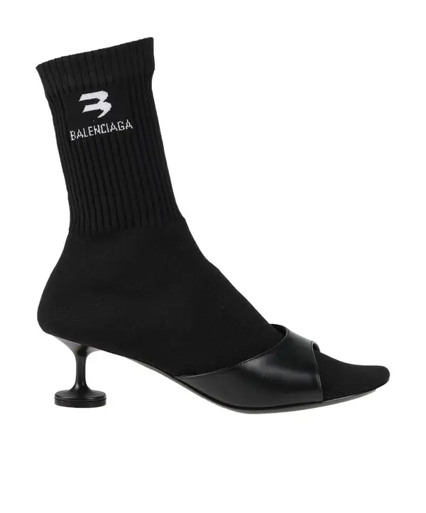Balenciaga Minimalist Knit Leather Ankle Boots