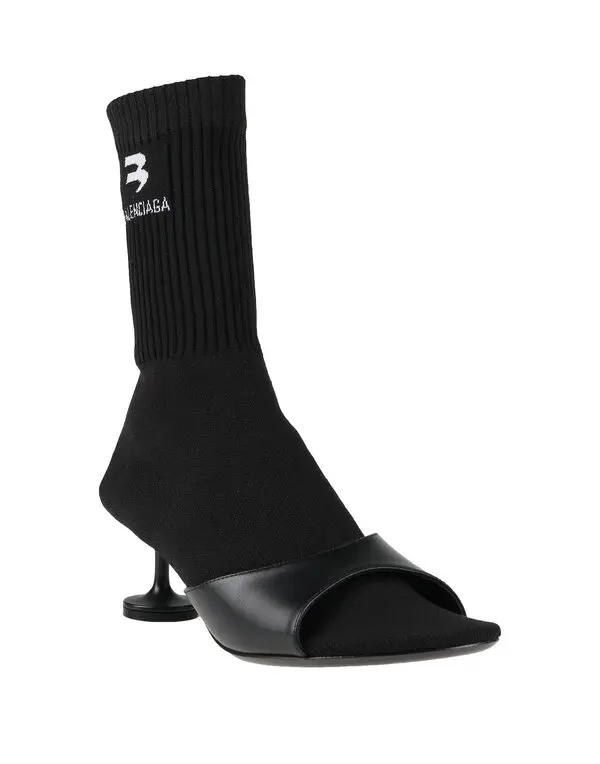 Balenciaga Minimalist Knit Leather Ankle Boots