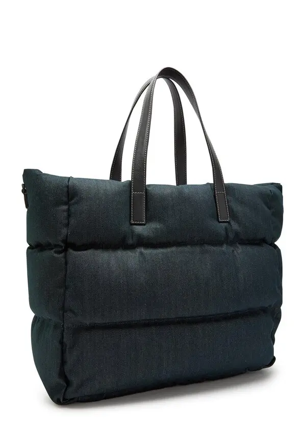 Moncler Padded Leather Denim Tote Bag