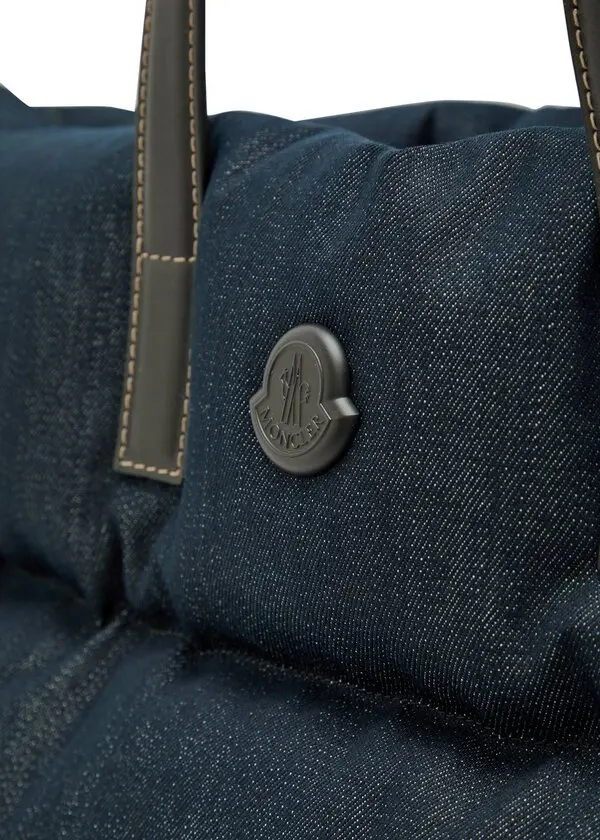Moncler Padded Leather Denim Tote Bag