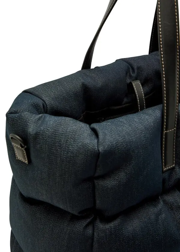 Moncler Padded Leather Denim Tote Bag