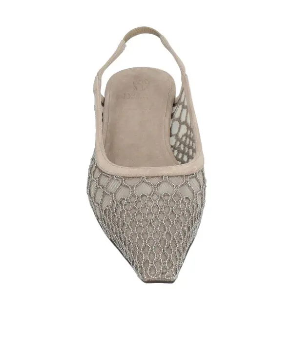 Brunello Cucinelli Embellished Pointed Toe Slingback Flats