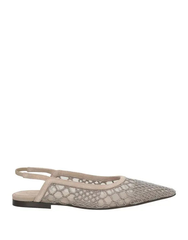 Brunello Cucinelli Embellished Pointed Toe Slingback Flats
