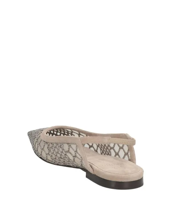 Brunello Cucinelli Embellished Pointed Toe Slingback Flats