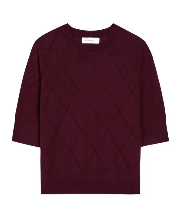 Dries Van Noten Tuan Diamond-stitch Merino Wool Top - Brown