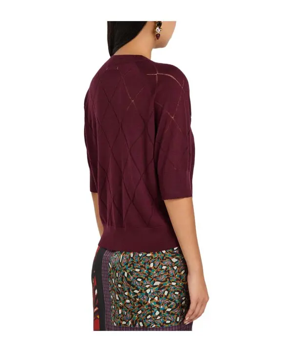 Dries Van Noten Tuan Diamond-stitch Merino Wool Top - Brown