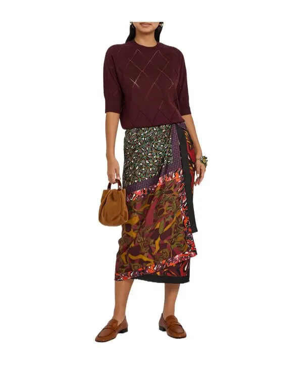 Dries Van Noten Tuan Diamond-stitch Merino Wool Top - Brown