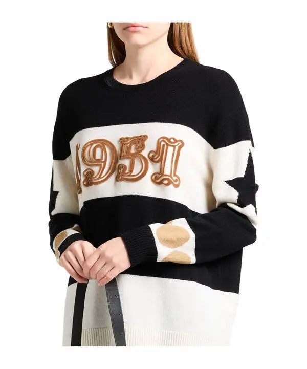 Max Mara Striped Embellished Knit Top