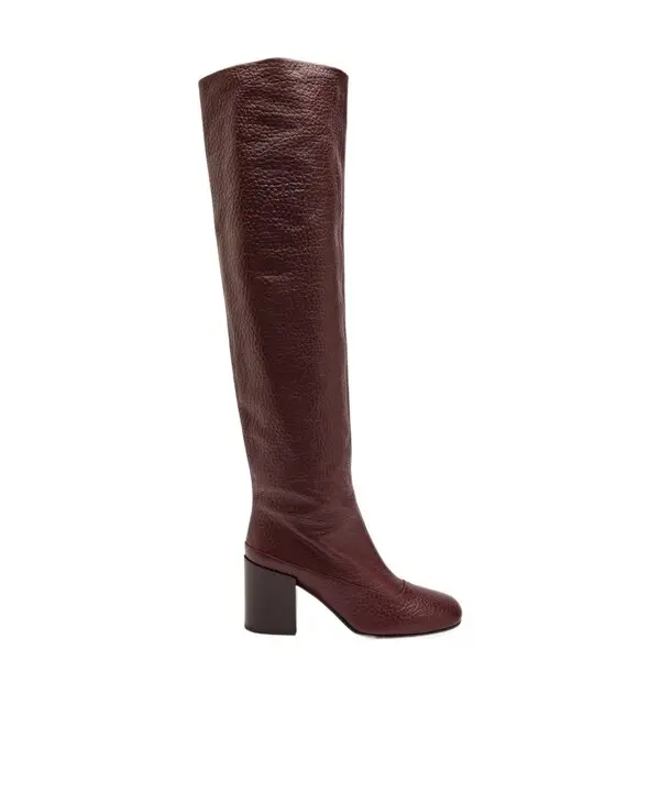 Dries Van Noten Grained Leather Over-the-knee Boots - Brown