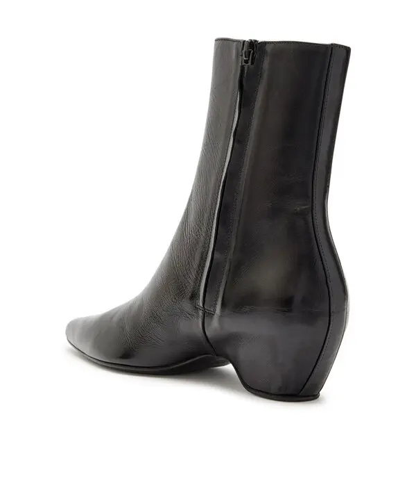 Khaite Glossy Leather Ankle Boots