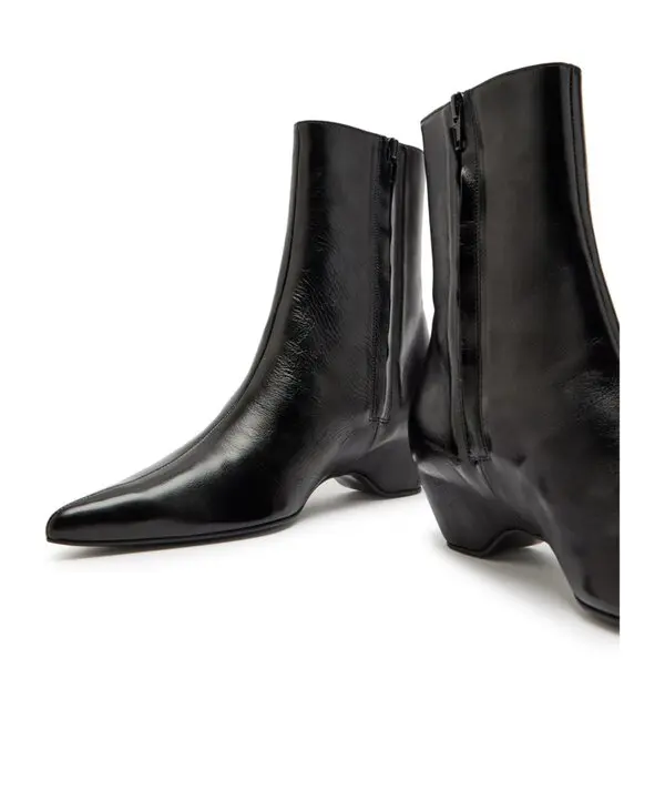 Khaite Glossy Leather Ankle Boots