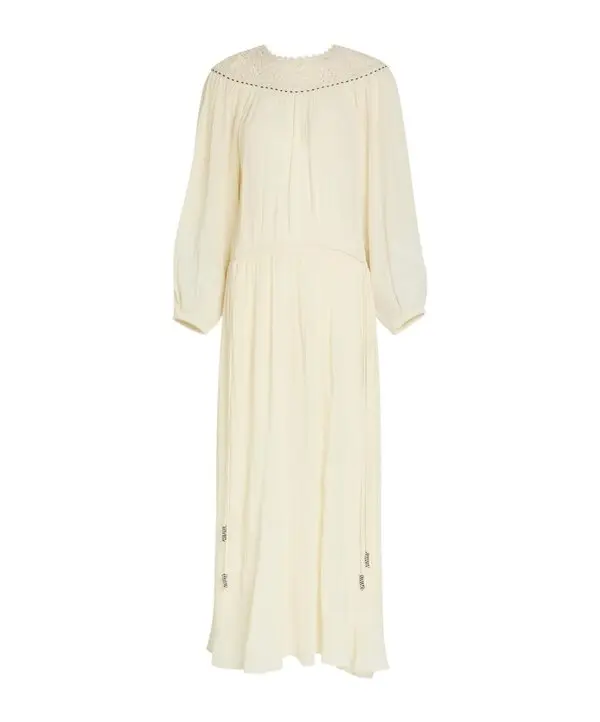 Isabel Marant Étoile Lace Trim Silk-georgette Maxi Dress - White
