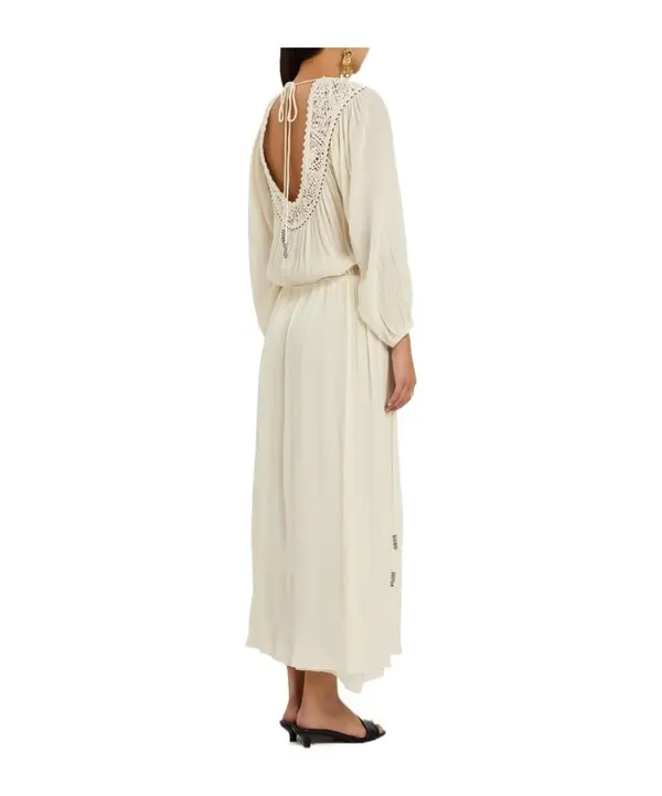 Isabel Marant Étoile Lace Trim Silk-georgette Maxi Dress