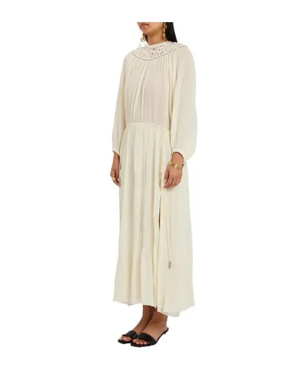 Isabel Marant Étoile Lace Trim Silk-georgette Maxi Dress